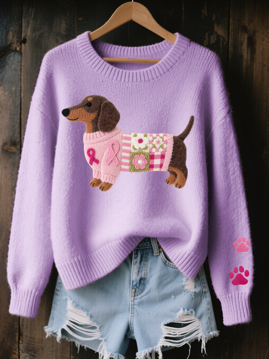 Naoni – Knitted Jumper with Felt Dachshund Pattern – Dean & Lora Ltd